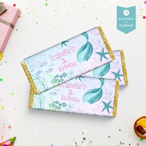Mermaid Chocolate Bar Wrappers, Under the Sea Birthday Party Favors.candy Bar Wrapper. Girls ...
