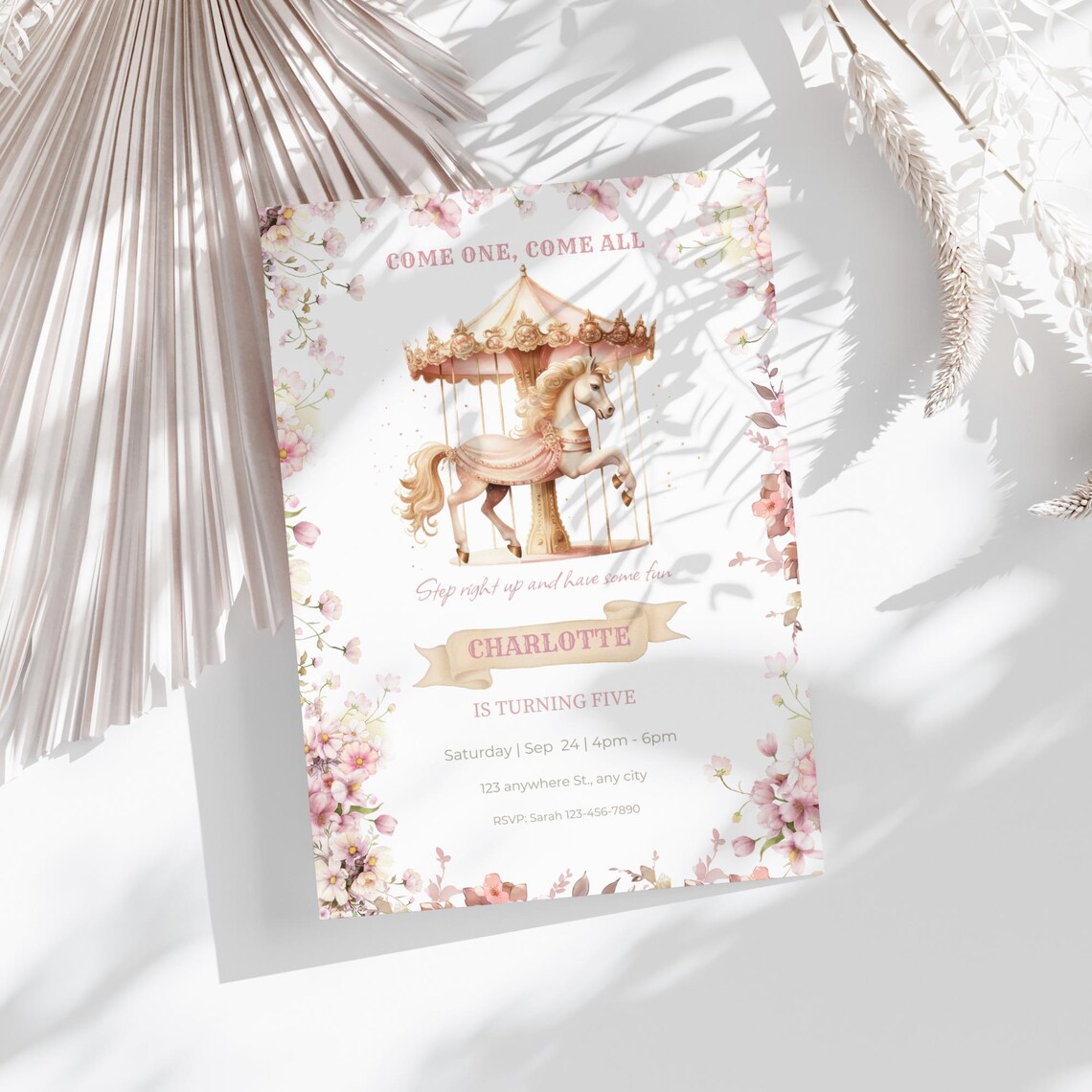 Circus Carnival Birthday Invitation, Funfair Themed Invite, 5th ...