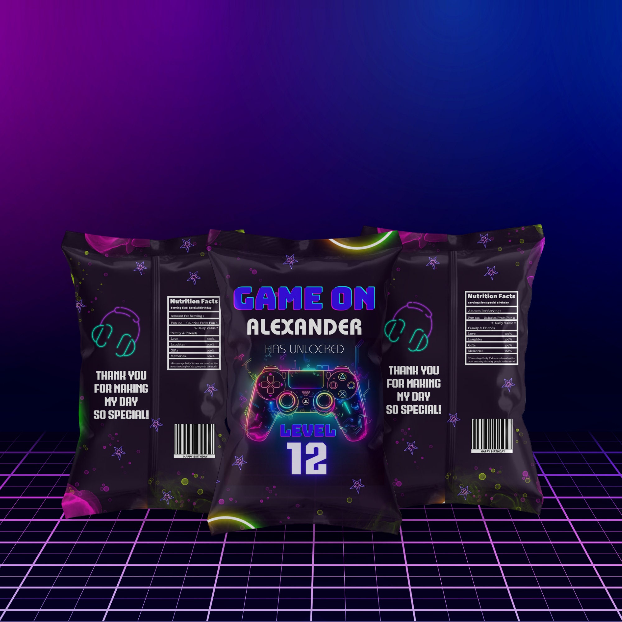 Video Game Chip Bag Wrapper Boys Level up Party Printable Template ...