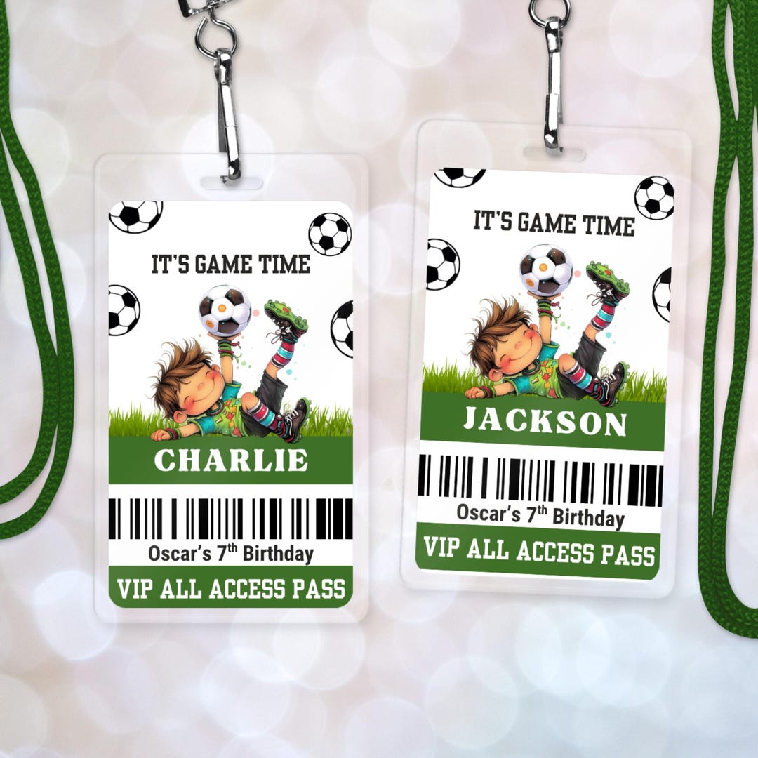 Soccer Birthday VIP Pass Sports Party Favor Digital Download Football ...