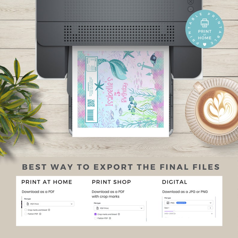 Mermaid Chocolate Bar Wrappers, Under the Sea Birthday Party Favors ...