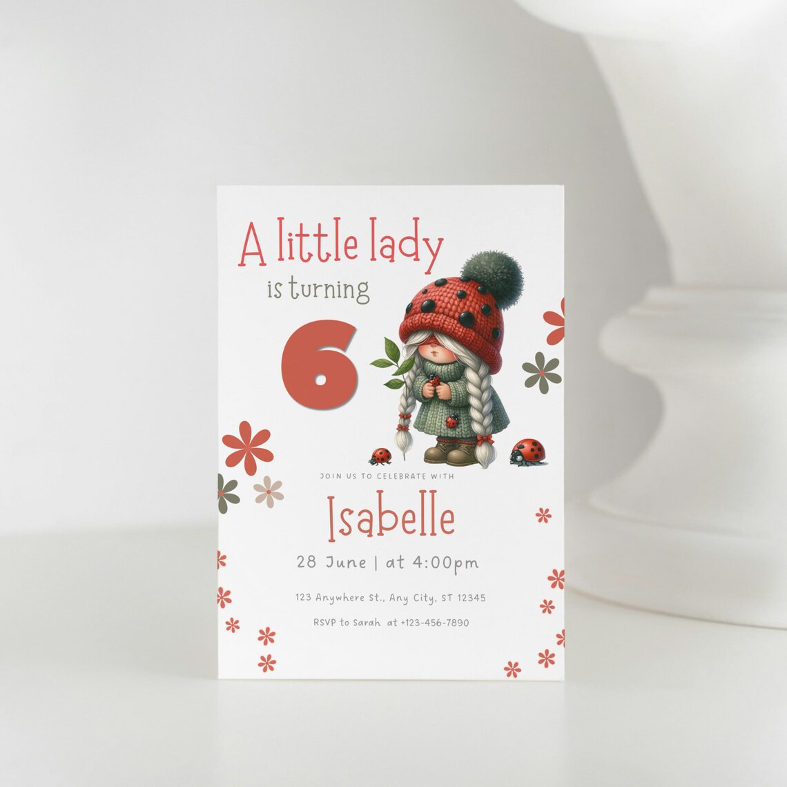 Editable Ladybug 6th Birthday Invitation,diy Personalized Printable ...