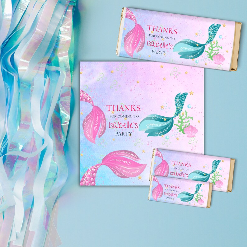 Mermaid Chocolate Bar Wrappers Under the Sea Birthday Party - Etsy