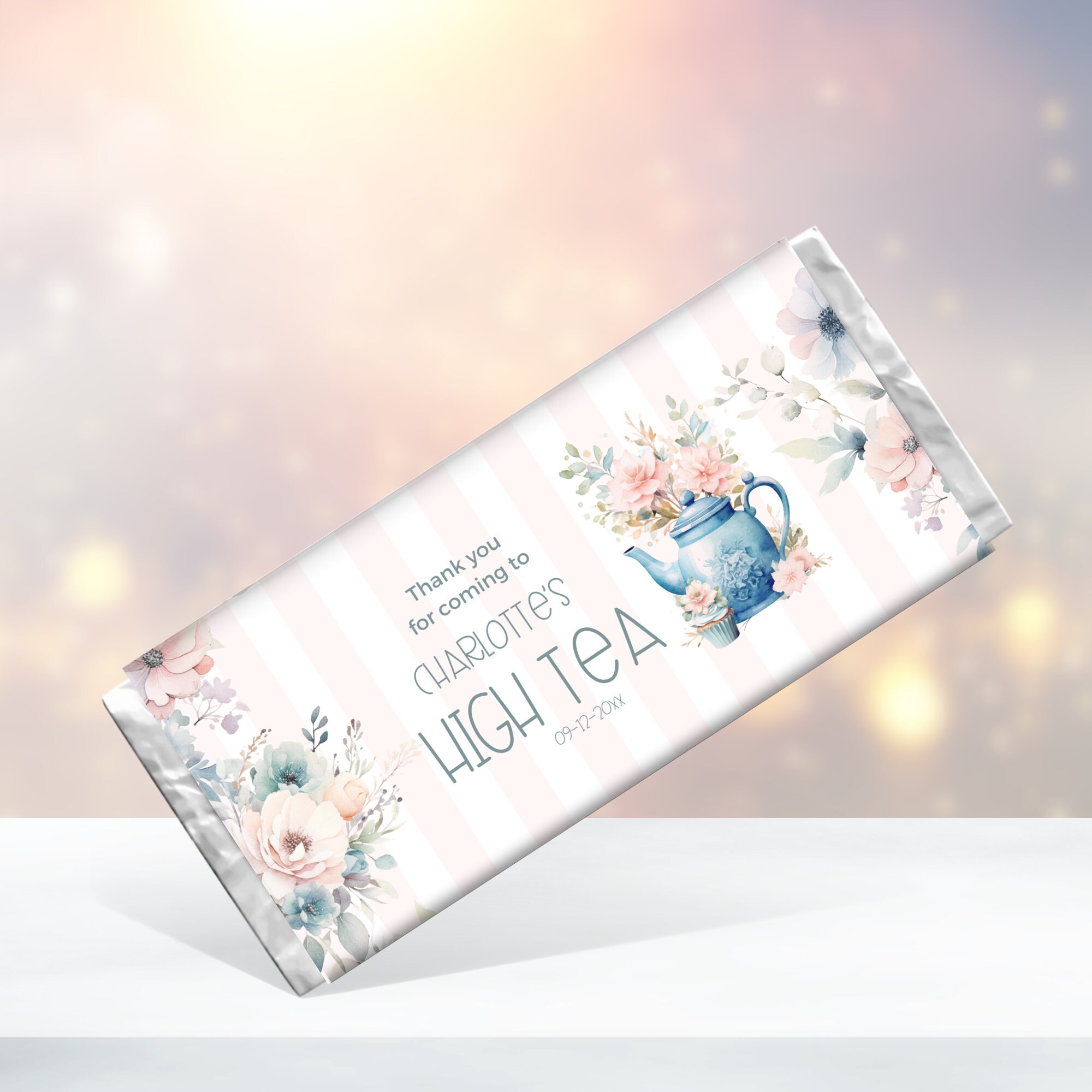 Tea Party Candy Bar Wrappers: Floral Birthday Decor (digital Download ...