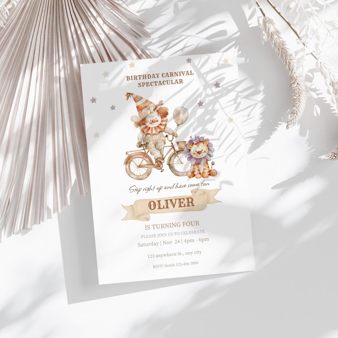 Editable Circus Carnival Birthday Invitation | Funfair Themed Invite ...