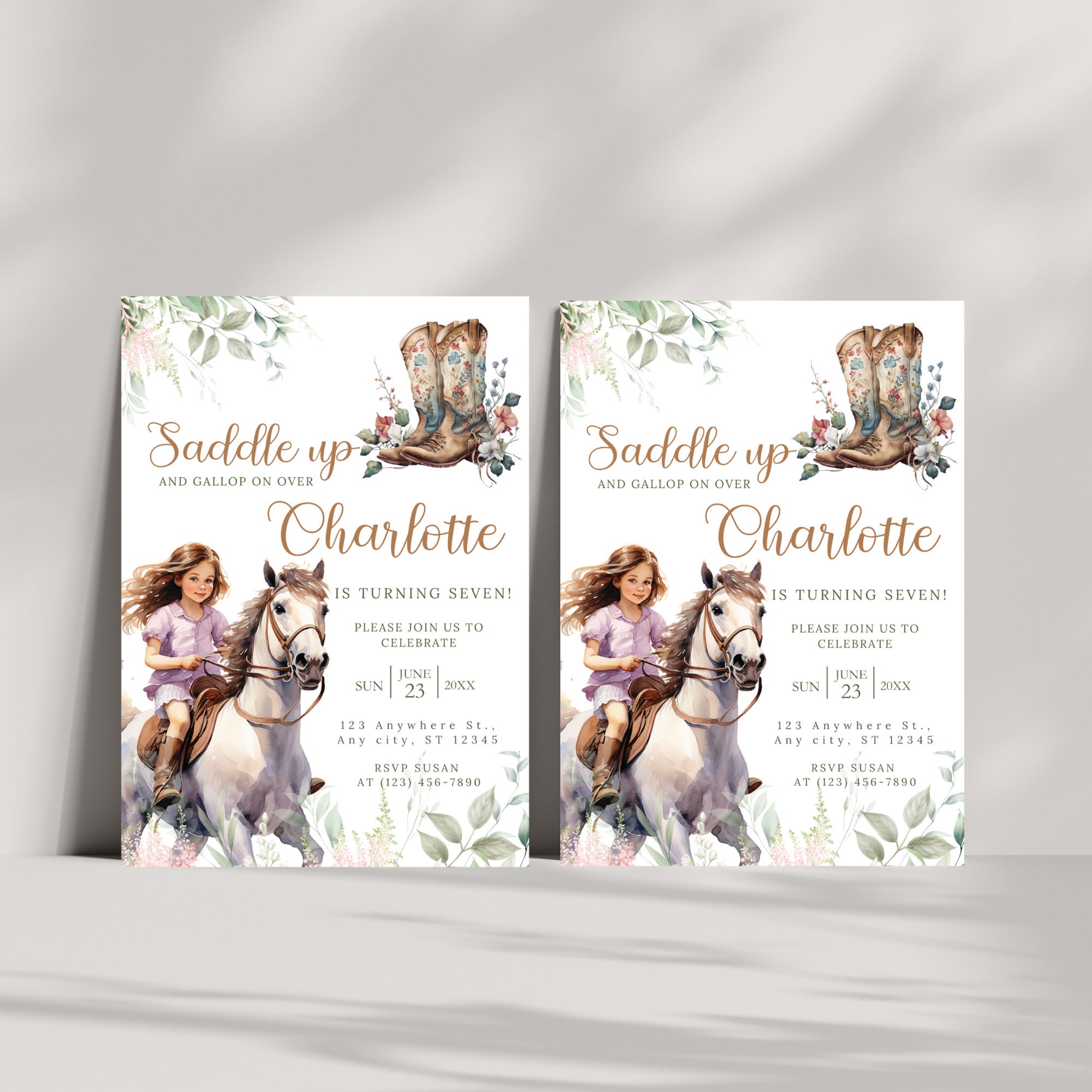 Horse Birthday Invitation Saddle up Cowgirl DIY Printable Decor ...