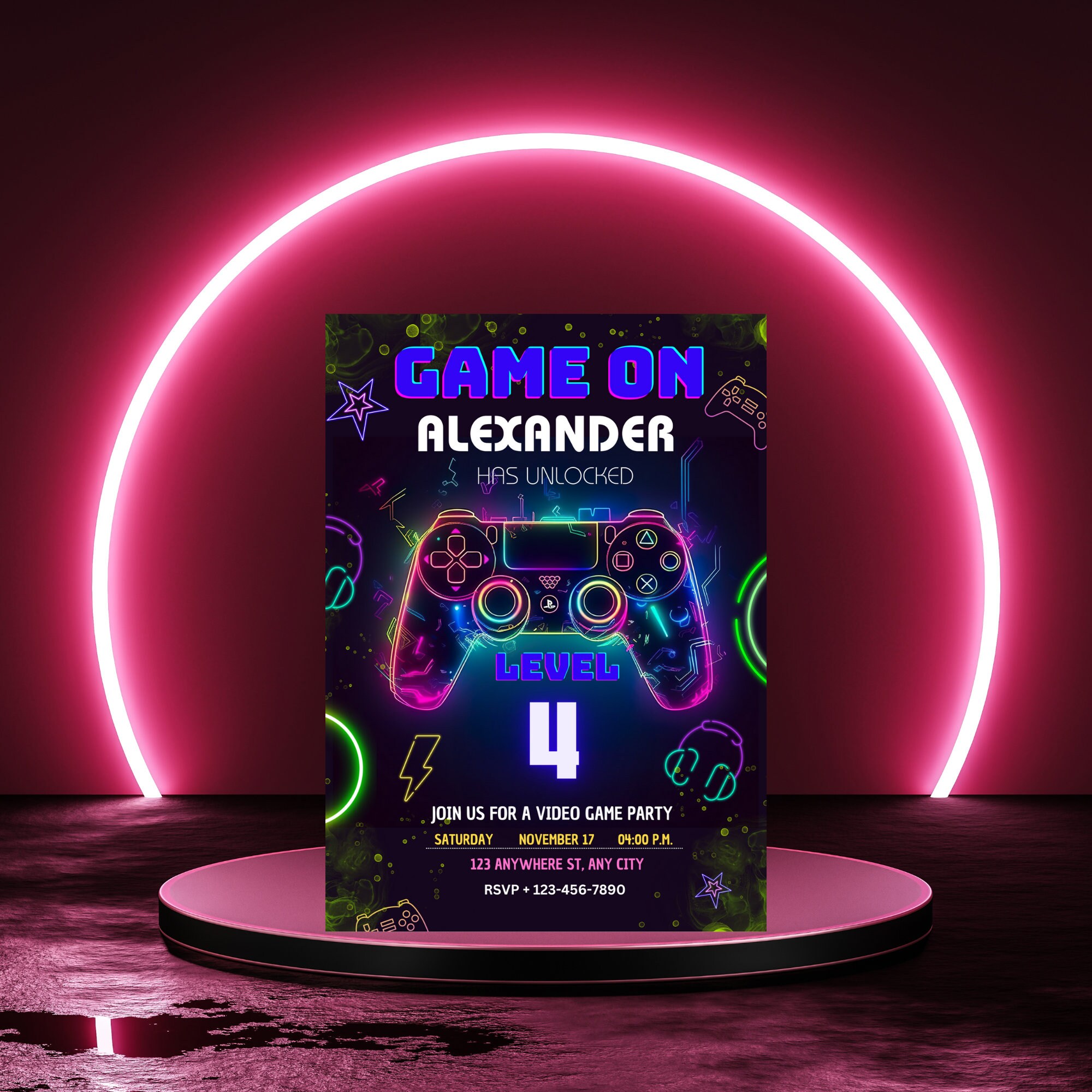 Editable Gaming Birthday Invitation Gamer Party Printable Template ...