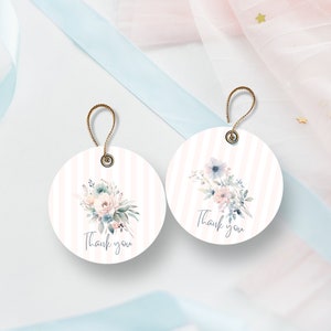 Tea Party Circle Thank You Gift Tag Template Birthday Decor, High Tea ...