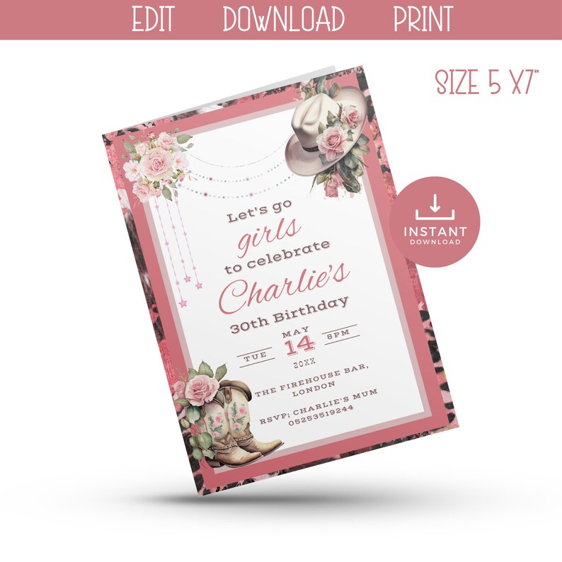 Cowgirl 30th Birthday Party Invitation ,wild West Western First Rodeo ...