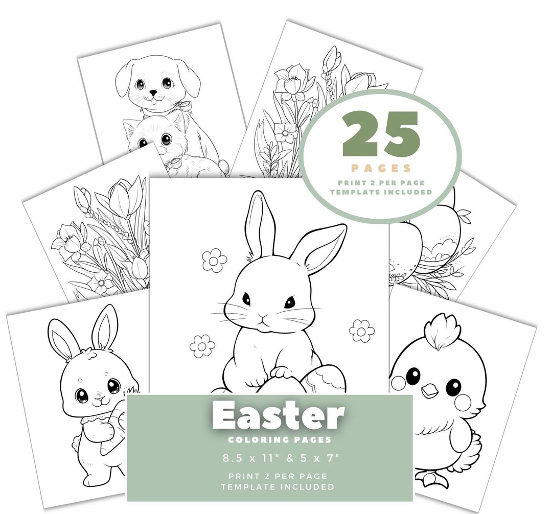 Easter Coloring Pages Bundle, 25 Printable Easter Sheets, Kids Activity ...
