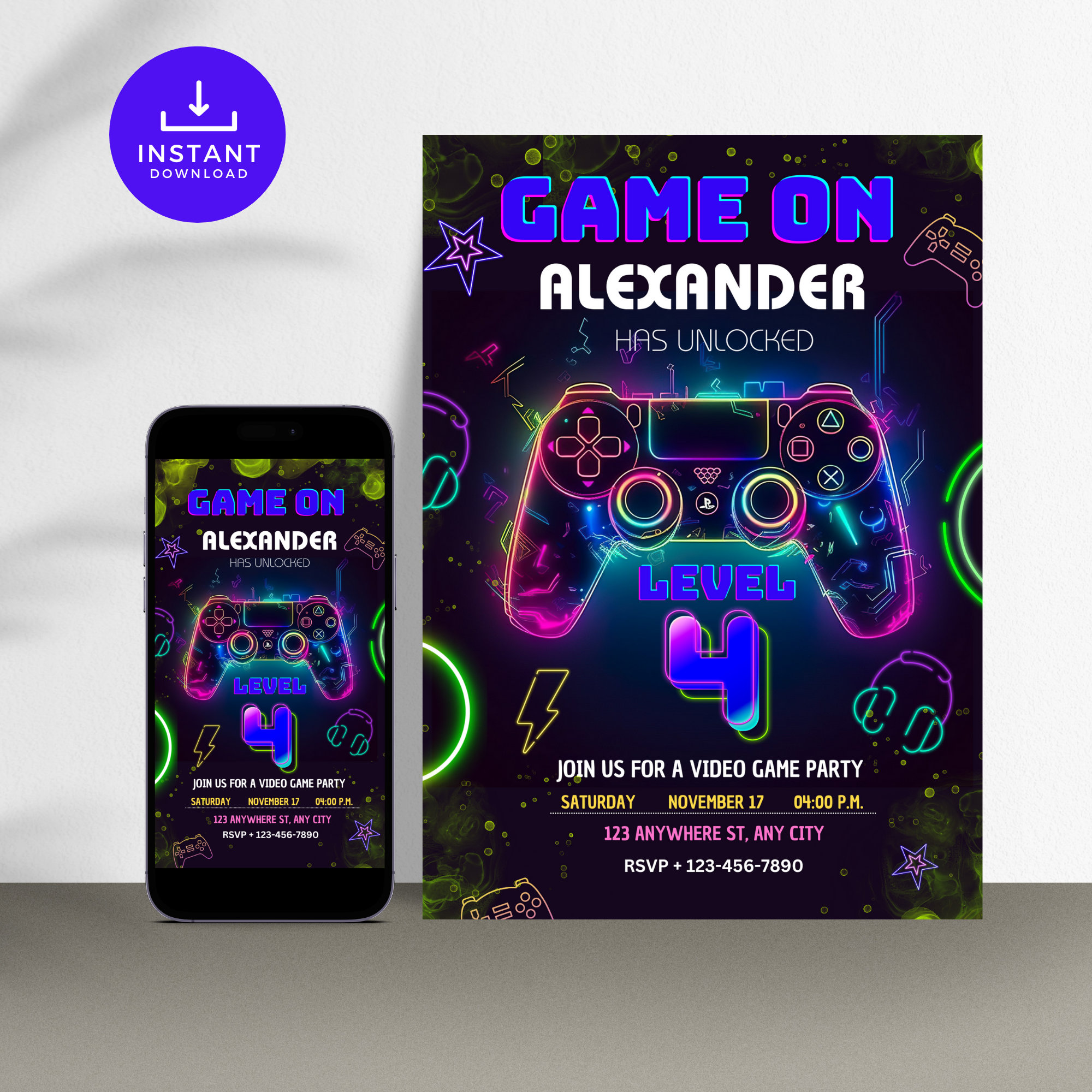 Editable Gaming Birthday Invitation Gamer Party Printable - Etsy