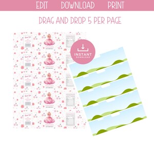 Princess Birthday Water Bottle Template Custom Pringles Label,printable ...