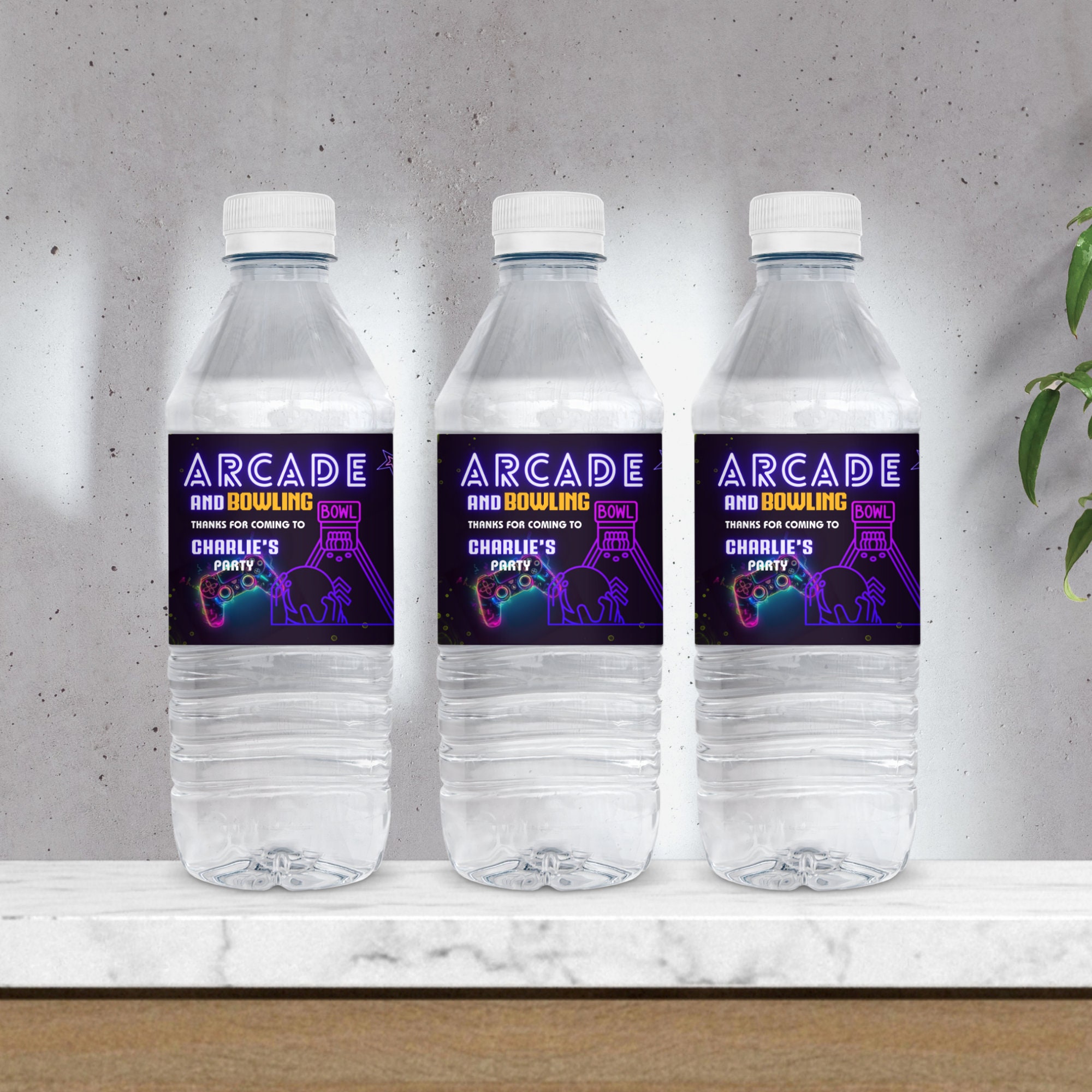 Water Bottle Bowling and Arcade Label Party Favor Template, Printable ...