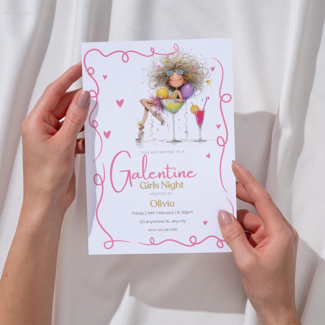Galentine's Day Girls Night in Invitation Whimsical Fun and Stylish ...