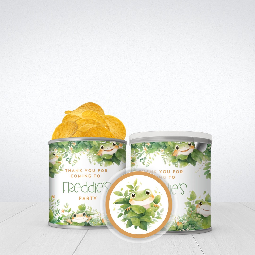 Frog Theme Snack Can Label Green Party Favor Decor Digital Download ...