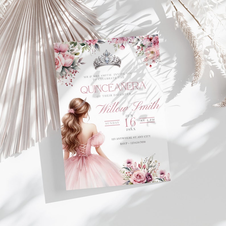 Pink Quinceañera Party Invitation Template,prom Night, Homecoming Queen ...