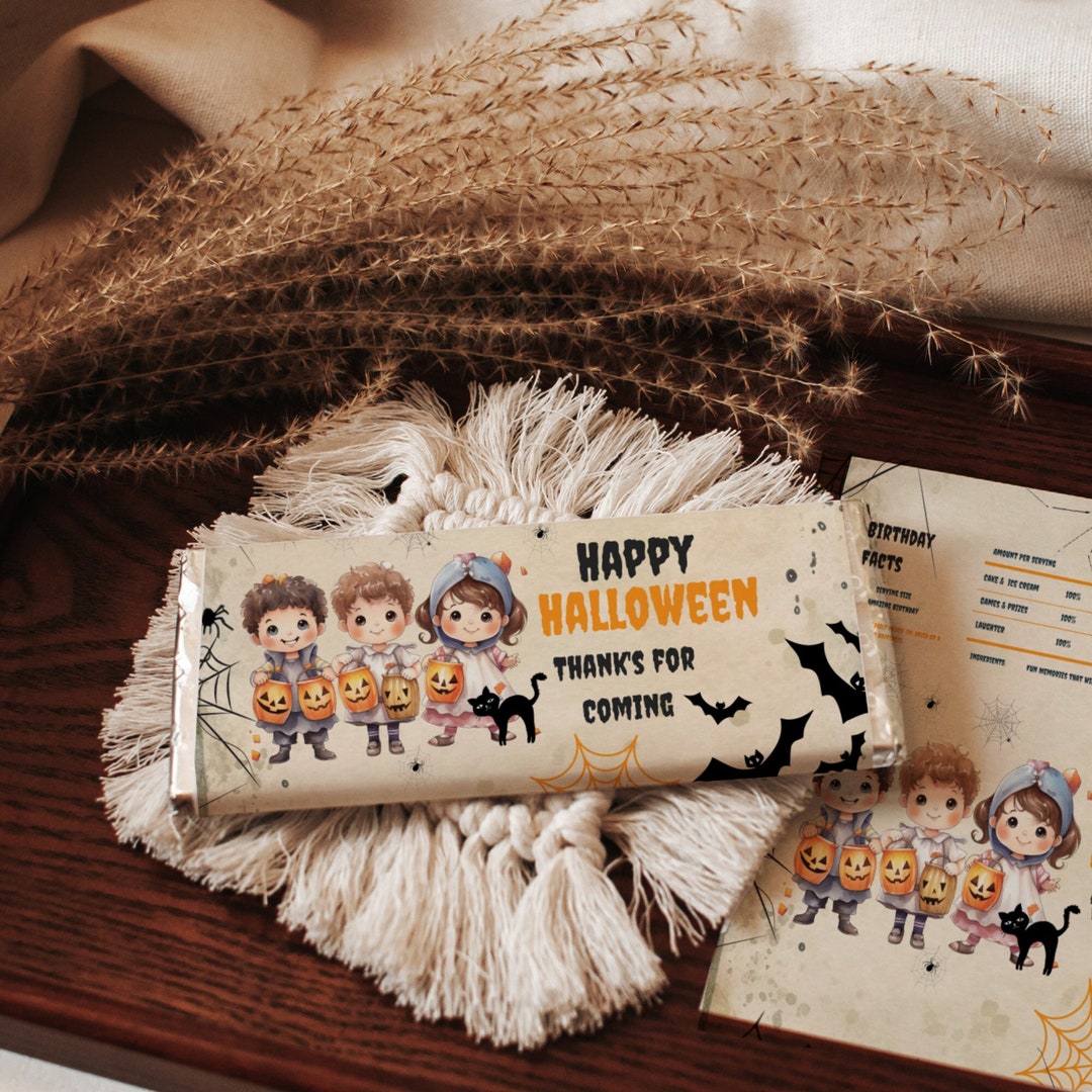 Happy Halloween Chocolate Bar Wrapper Black and Orange Label - Etsy