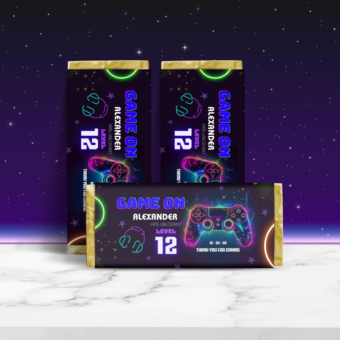 Gaming Chocolate Bar Wrapper Label Template - Digital Download Gamer ...