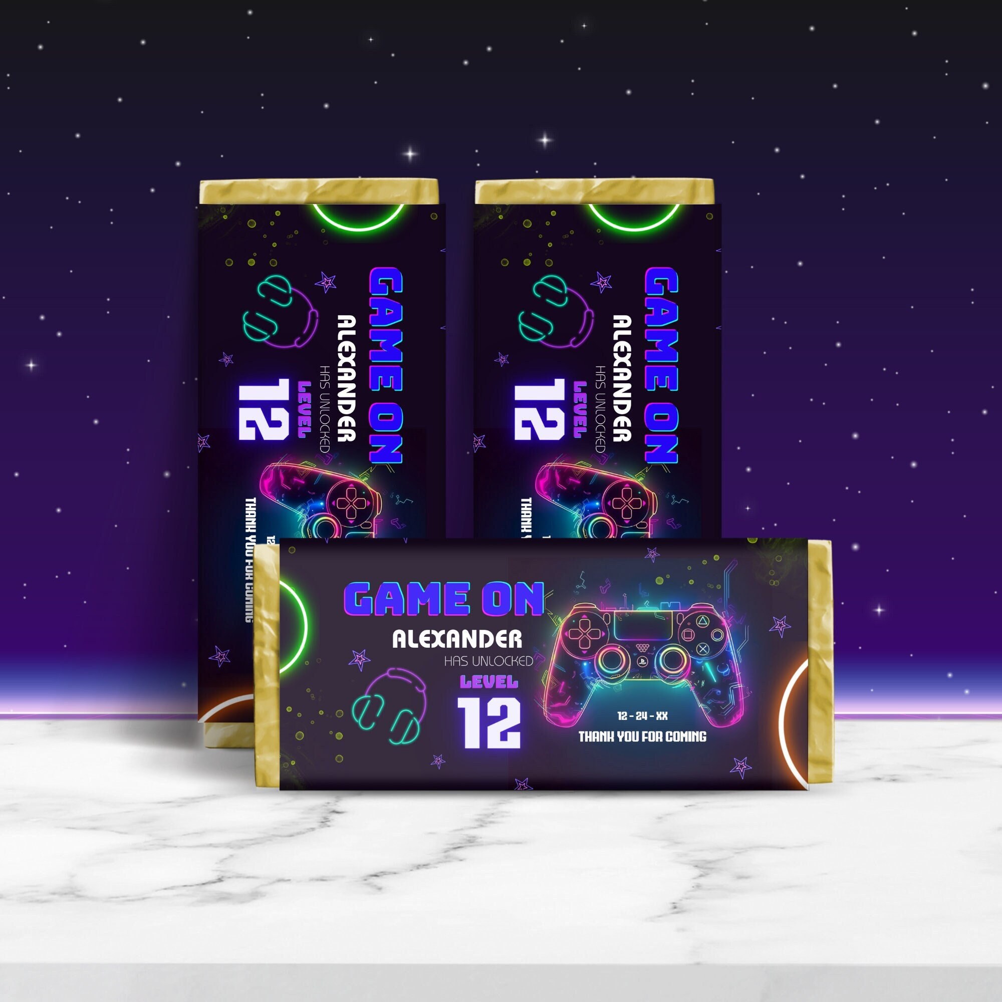 Gaming Chocolate Bar Wrapper Label Template - Digital Download Gamer ...