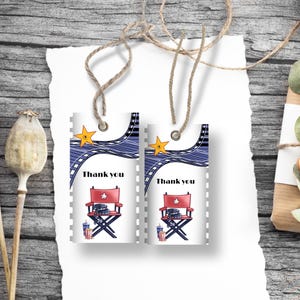 Editable Movie Night Gift Tags | Popcorn Party Favor Tag | Cinema Thank ...