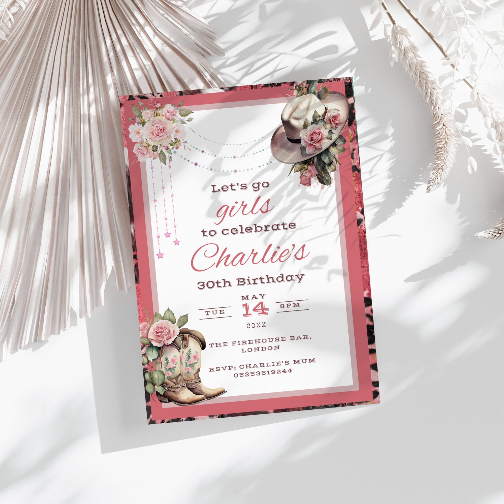 Cowgirl 30th Birthday Party Invitation ,wild West Western First Rodeo ...