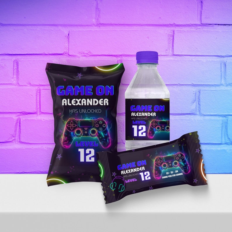 Gaming Party Favors,rice Krispy Wrapper Waterbottle Label and Crisp ...