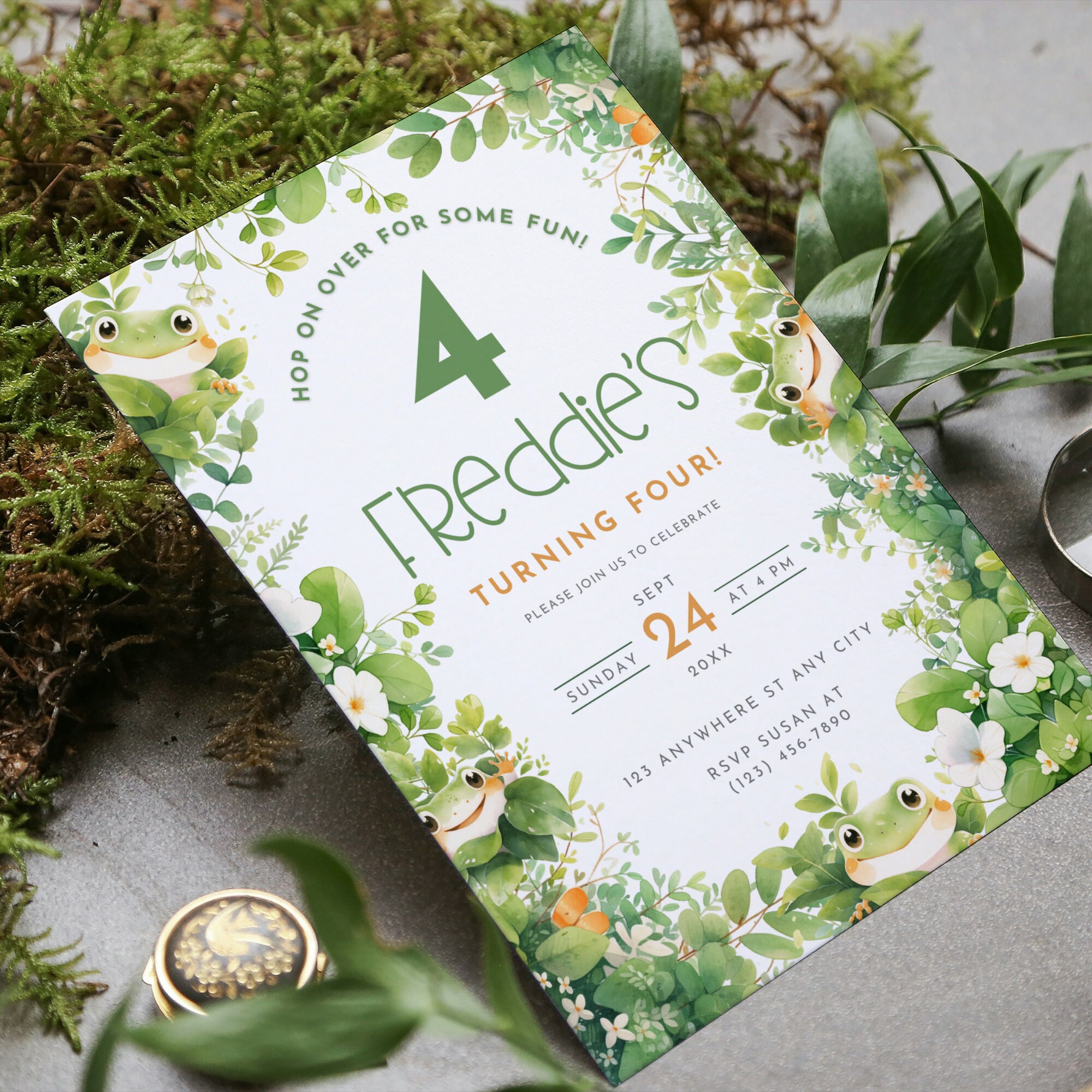 Editable Frog-themed Birthday Invite | Green Frog Party Invitation ...