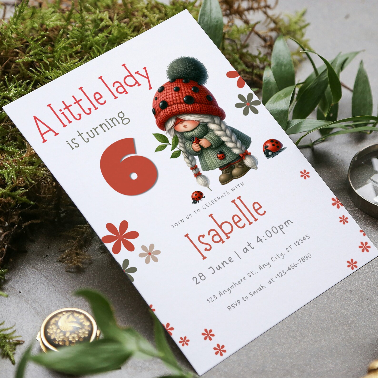 Editable Ladybug 6th Birthday Invitation,diy Personalized Printable ...
