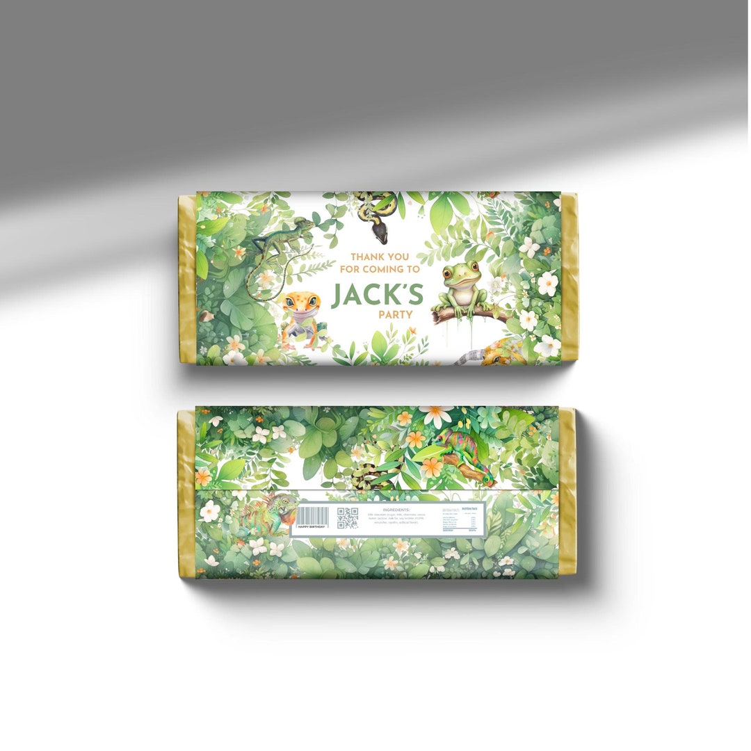 Editable Reptile Chocolate Wrapper Favor Template | Lizard & Snake ...