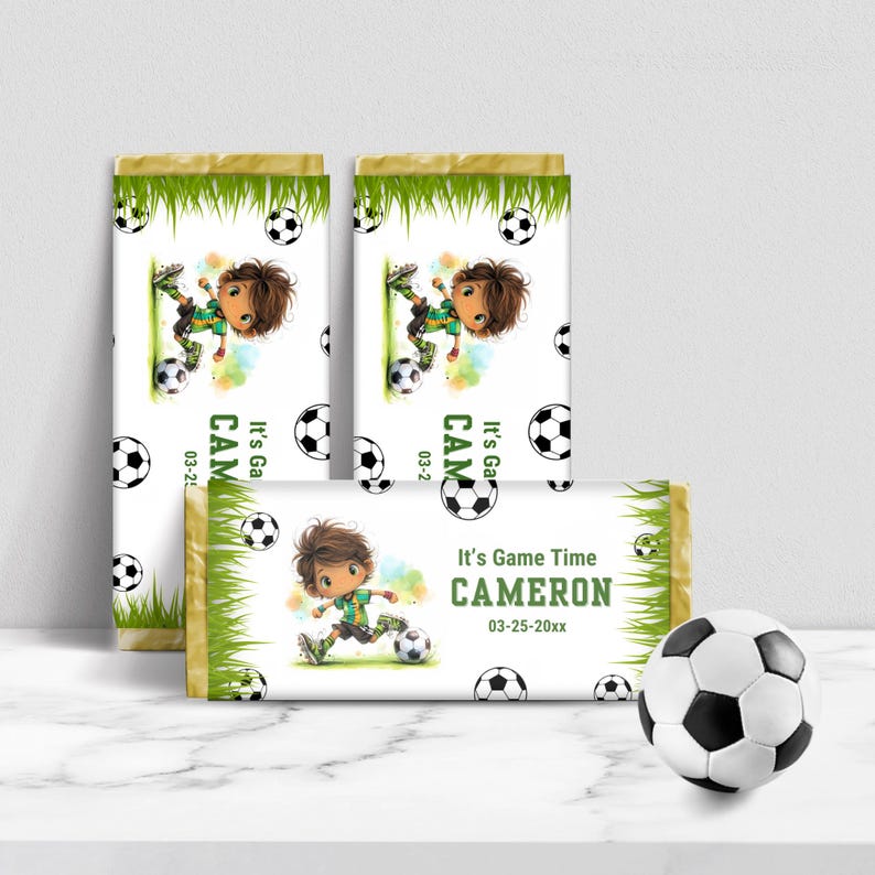 Soccer Chocolate Wrapper Printable Boy Birthday Party Favor Editable ...