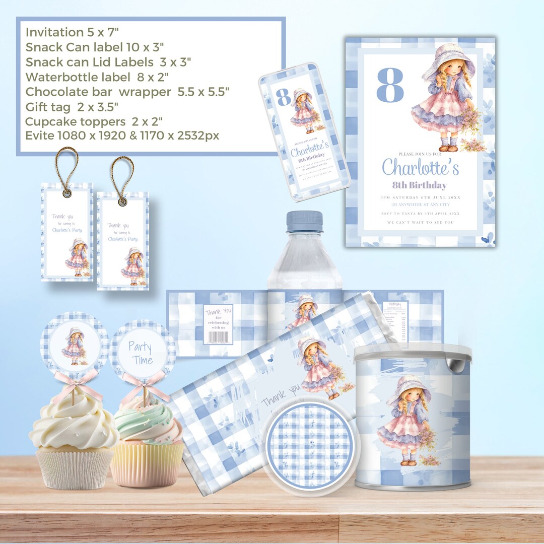 Blue Gingham Party Favor Event Decor Bundle Retro Inspired Decorations ...