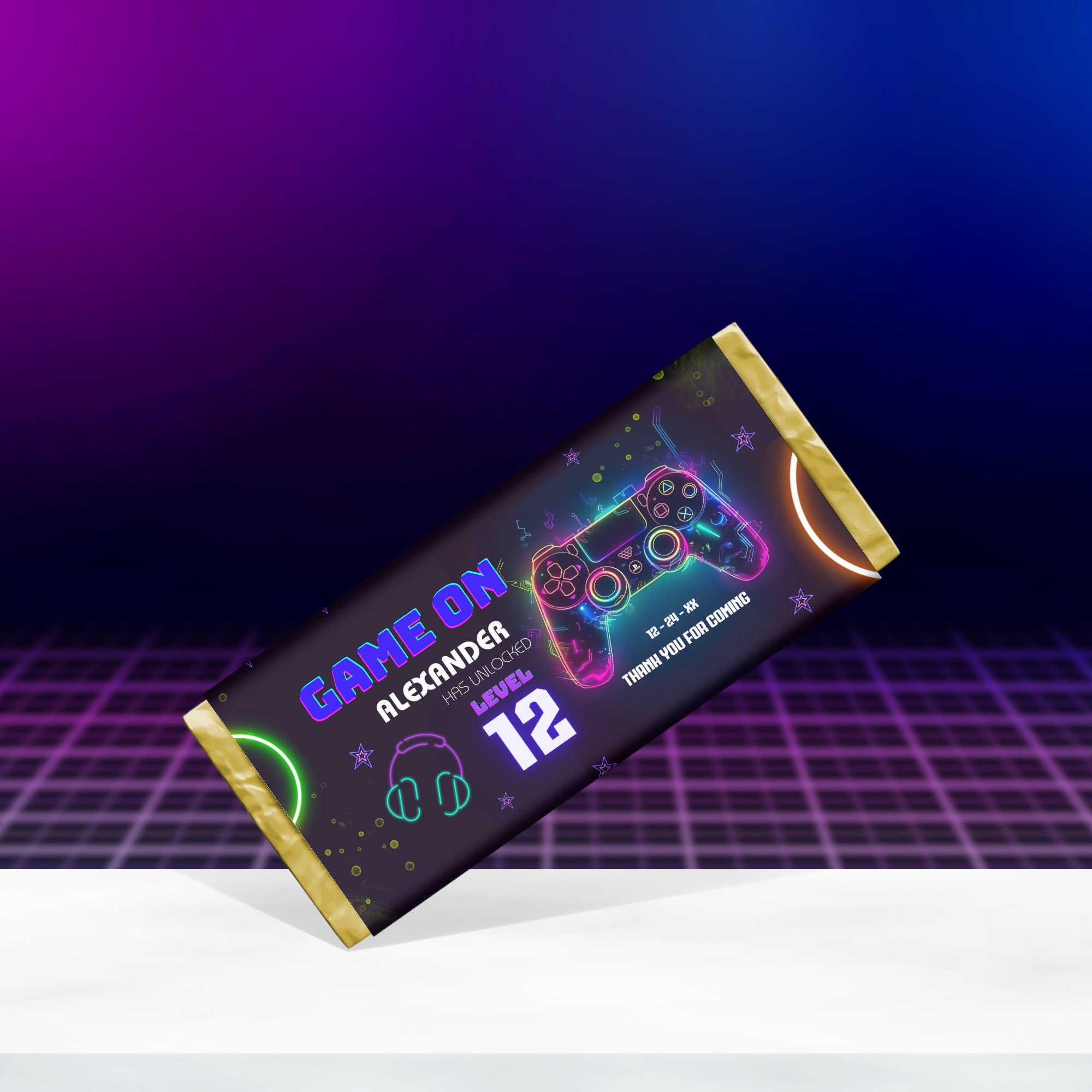 Gaming Chocolate Bar Wrapper Label Template - Digital Download Gamer ...