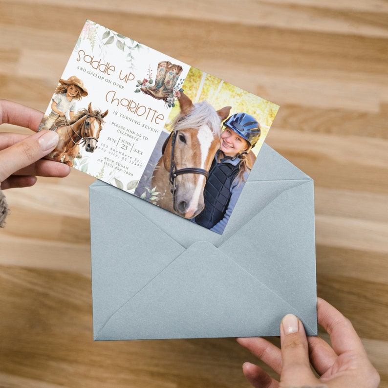 Horse Birthday Invitation Saddle up Cowgirl DIY Printable Decor Template Instant Download ...
