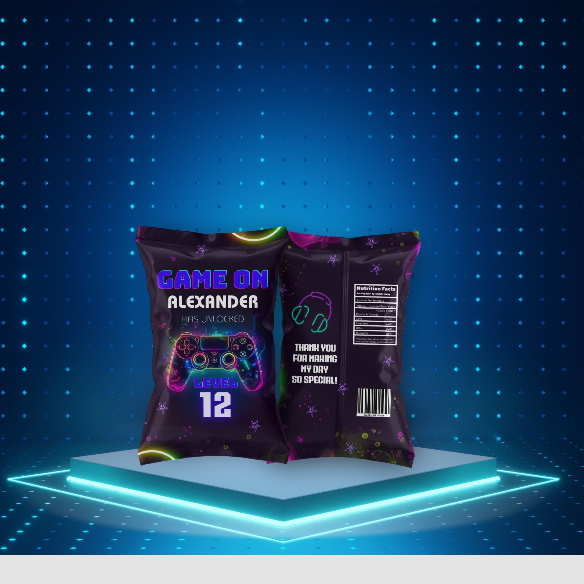 Video Game Chip Bag Wrapper Boys Level up Party Printable Template ...