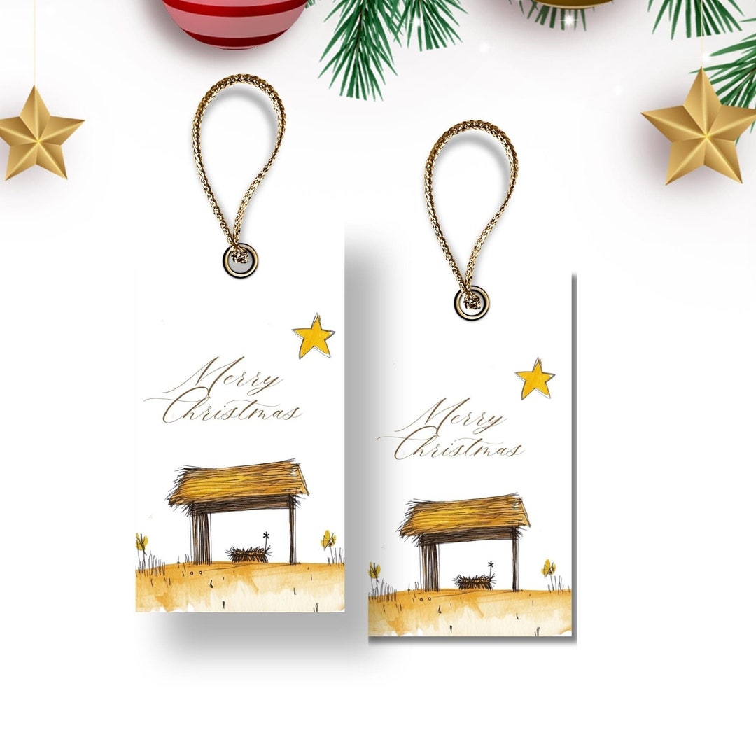 Rustic Nativity Christmas Gift Tags Printable Manger Design PDF Digital ...