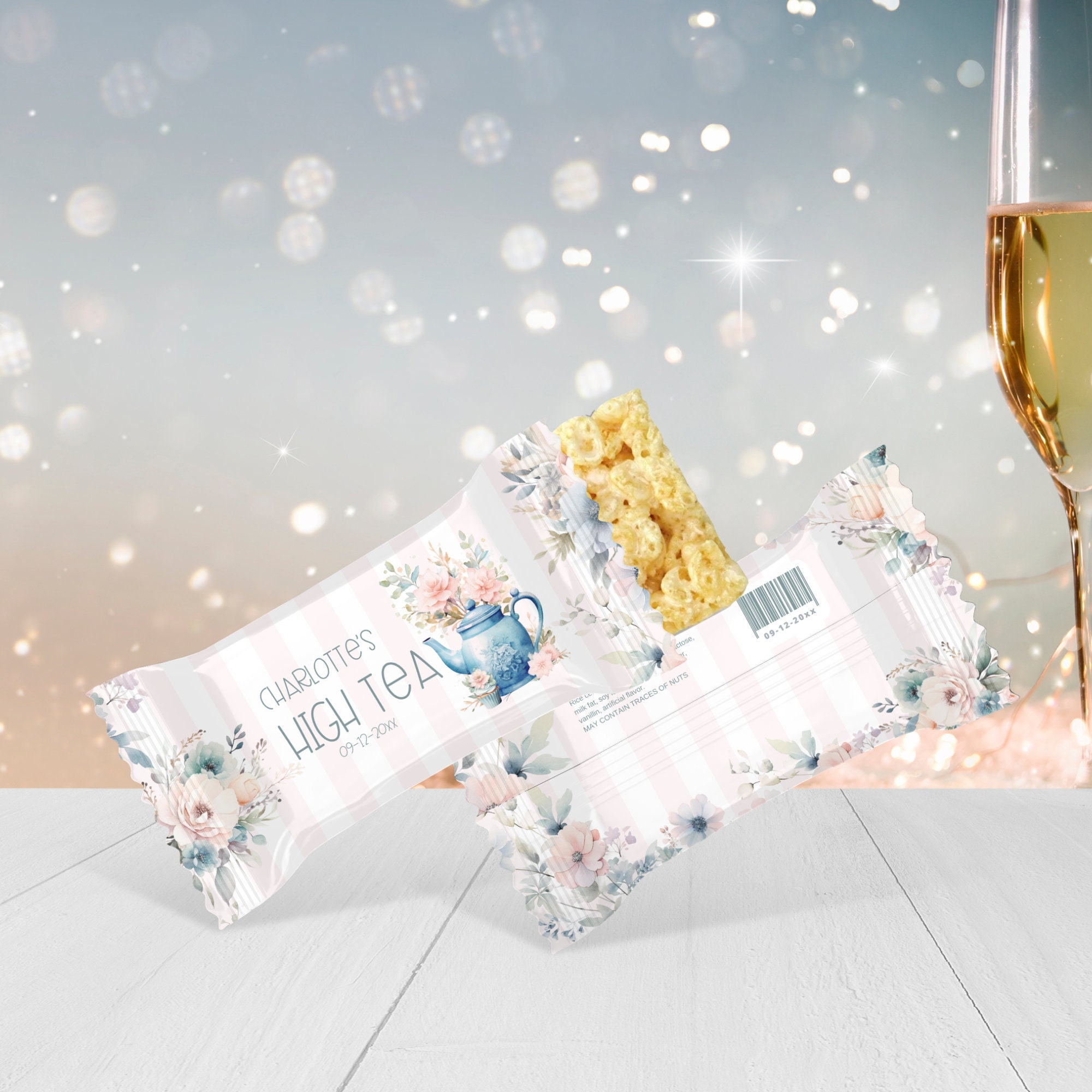 Tea Party Rice Krispie Bar Wrapper Custom Tea Party Birthday Decor ...