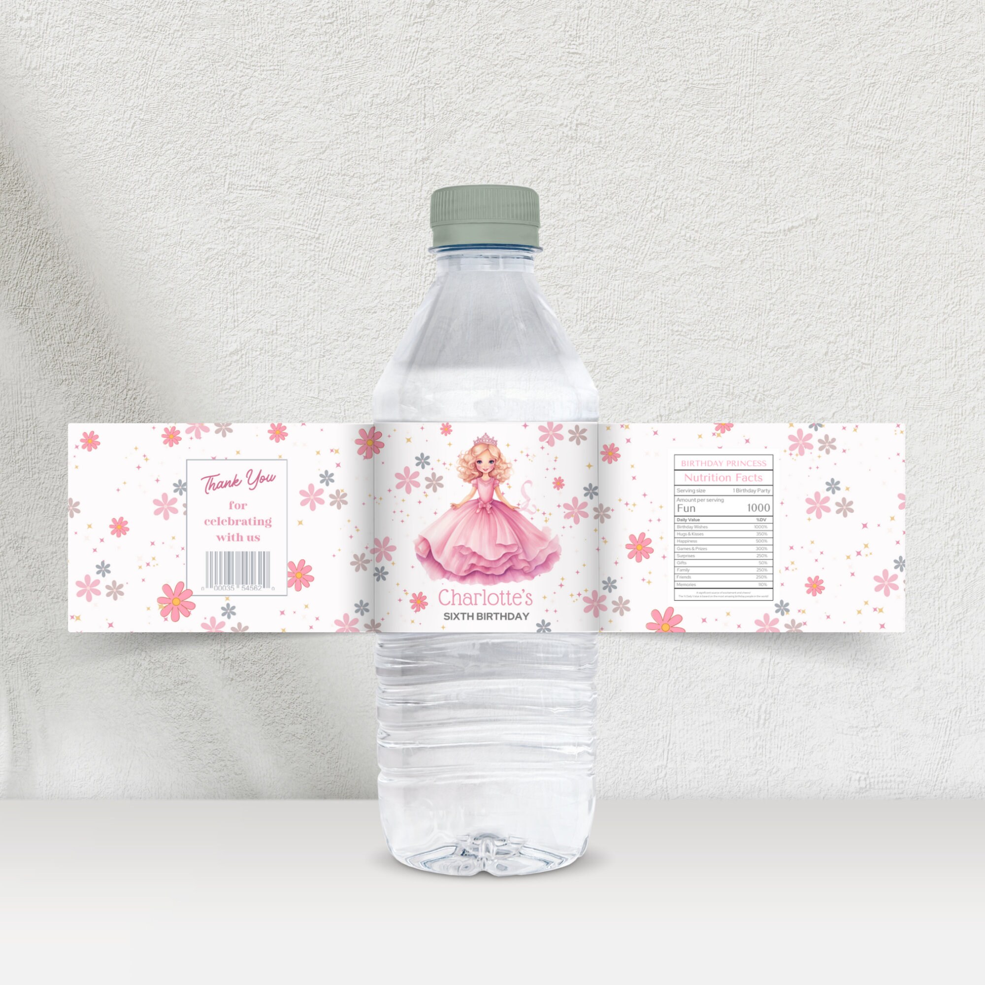 Princess Birthday Water Bottle Template Custom Pringles Label,printable ...