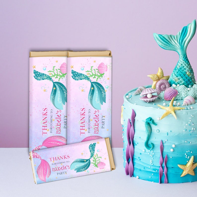 Mermaid Chocolate Bar Wrappers Under the Sea Birthday Party - Etsy
