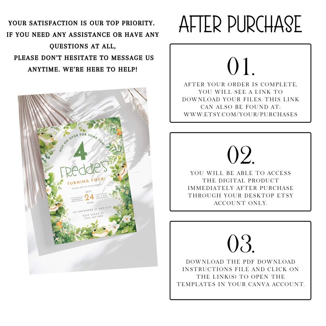 Frog 4th Birthday Invitation Greenery Theme Digital Download ...