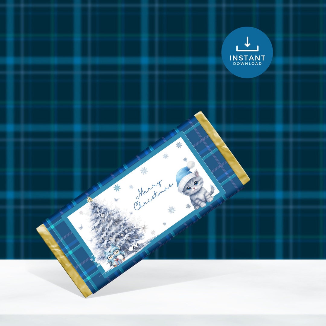 Christmas Candy Bar Wrapper: Cat & Tree Design (digital Download) - Etsy
