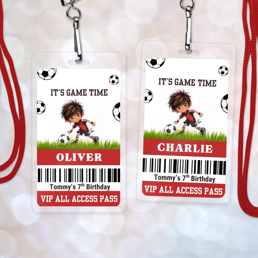 Soccer Birthday VIP Pass Sports Party Favor Printable Football Game ...