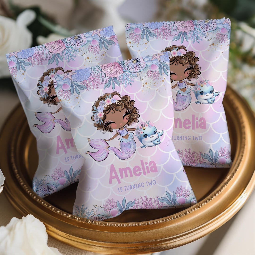 Mermaid Birthday Chip Bag | Girl Party Favor Wrapper | Under the Sea ...
