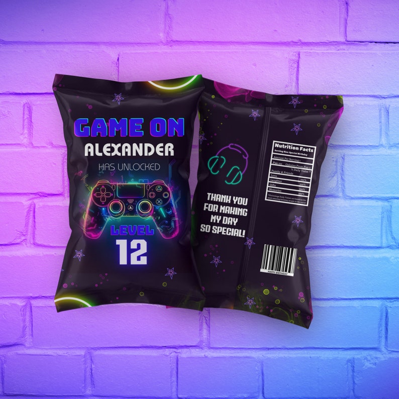 Video Game Chip Bag Wrapper Boys Level up Party Printable Template ...