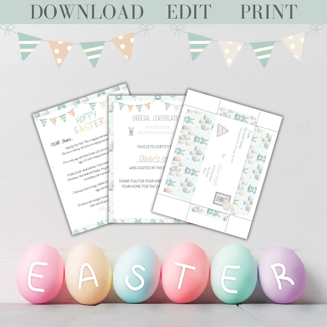 Personalized Easter Bunny Letter Template: DIY Printable (canva ...