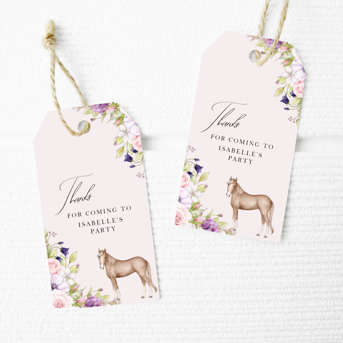 Pony Favor Tag Editable Template Thank You Tag Printable Pony Tags Girl ...