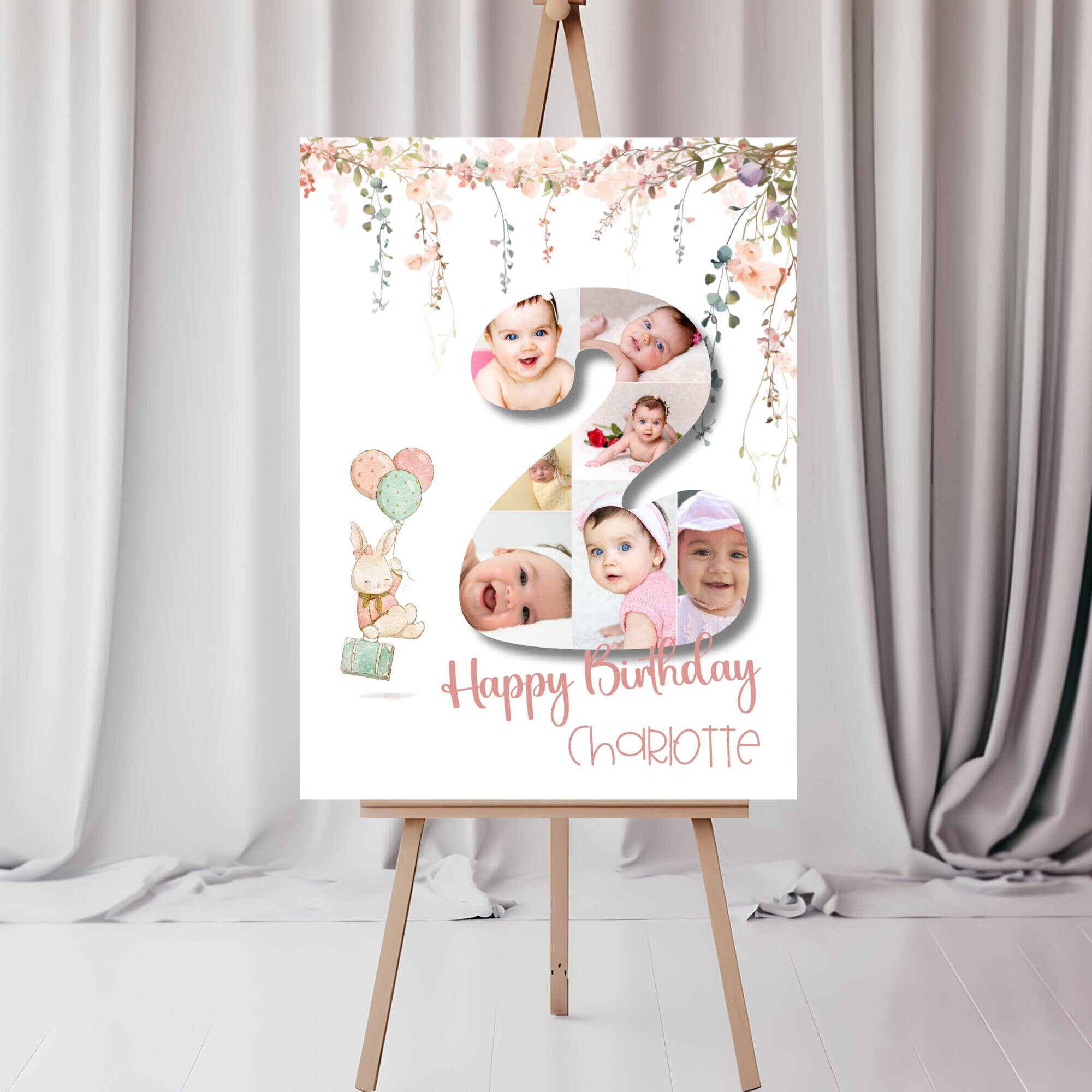 2nd Birthday Photo Collage Poster,diy Canva Design Happy Birthday ...