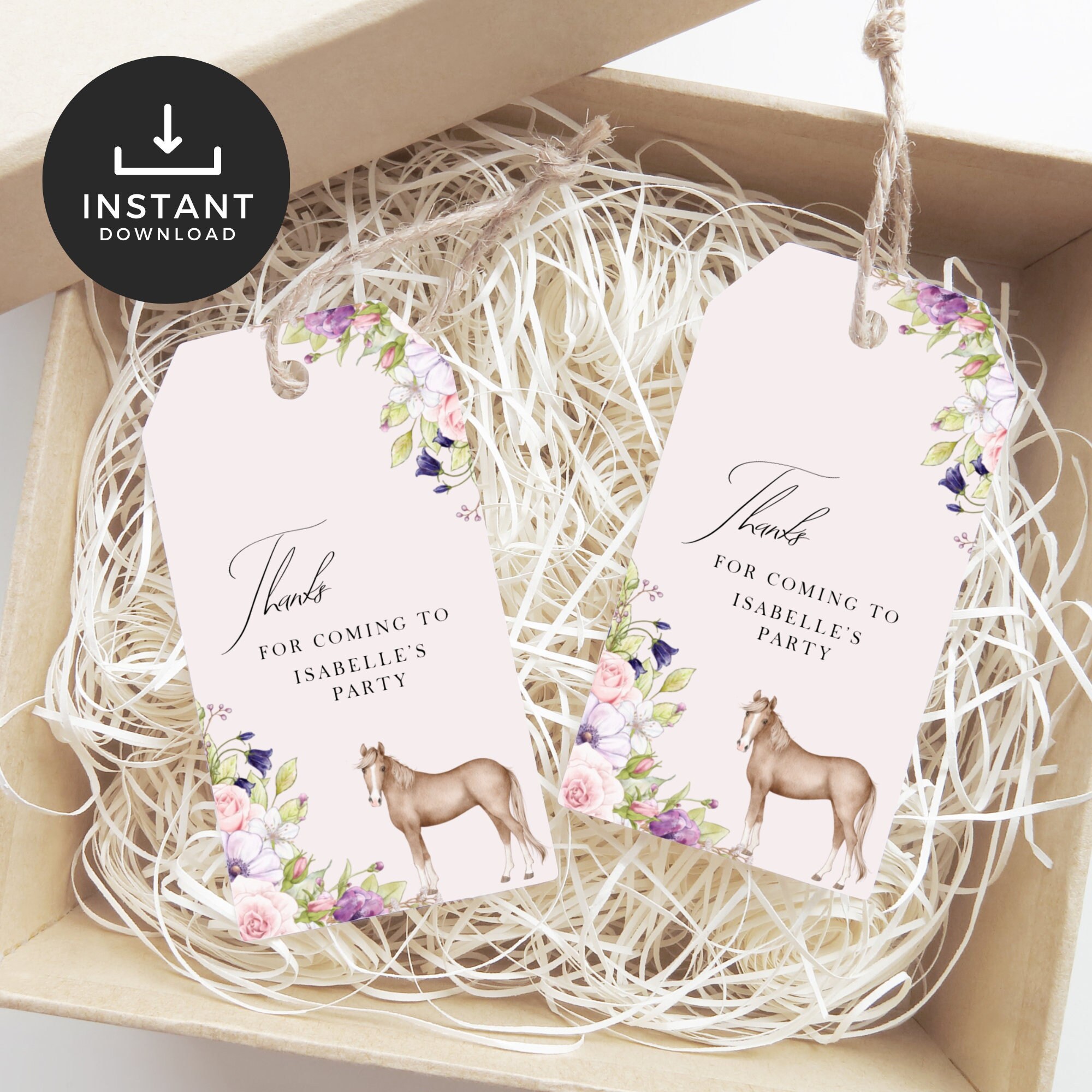 Pony Favor Tag Editable Template Thank You Tag Printable Pony Tags Girl ...