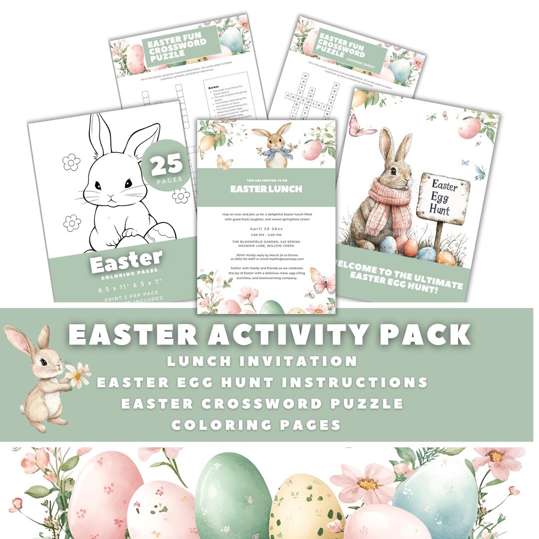Easter Activity Pack Printable: Egg Hunt, Coloring Pages, Puzzles ...