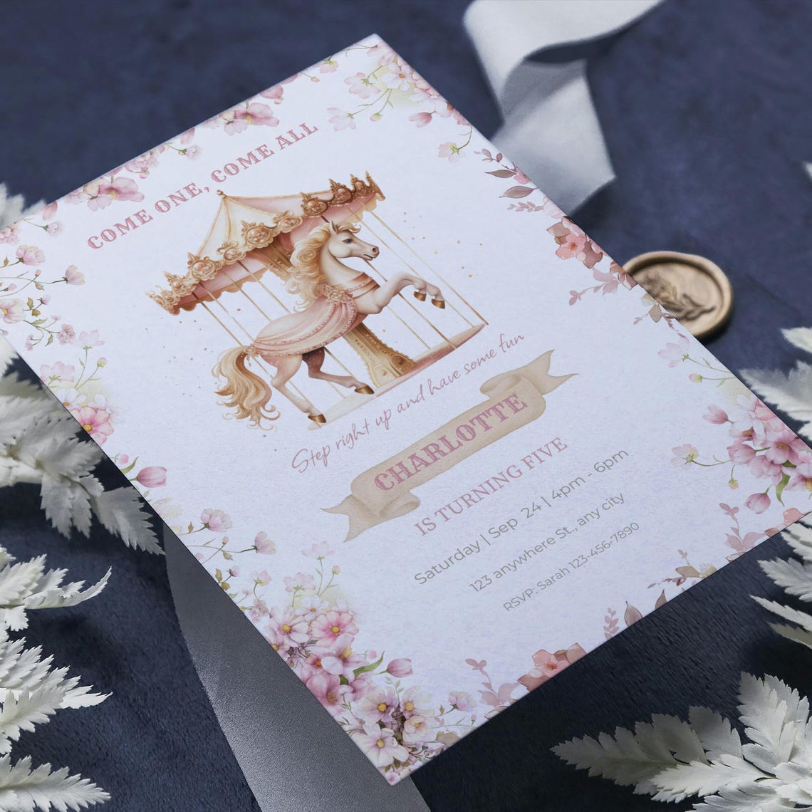 Circus Carnival Birthday Invitation, Funfair Themed Invite, 5th ...