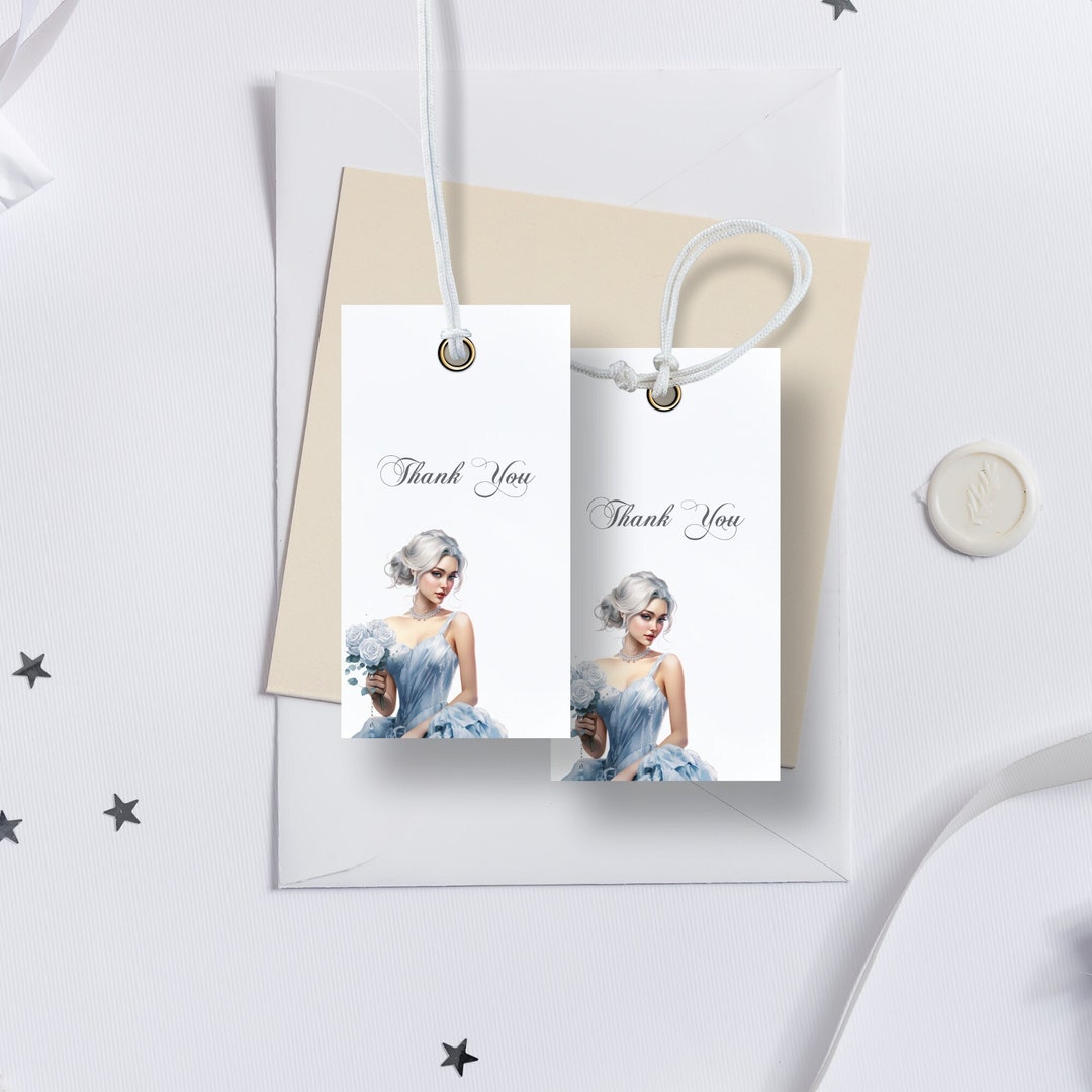 Blue Quinceañera Party Gift Tags Template,prom Night Homecoming Queen ...